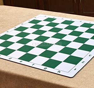 CHESSBAZAAR 22" Chess Board Game for Adults and Kids | Material : Rubber Mouse pad | Tournament Roll-up Chess Board with Algebraic Notation in Green & White Color | Gift Idea Products