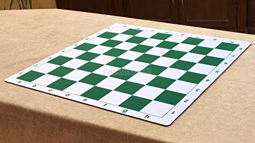 CHESSBAZAAR 22" Chess Board Game for Adults and Kids | Material : Rubber Mouse pad | Tournament Roll-up Chess Board with Algebraic Notation in Green & White Color | Gift Idea Products