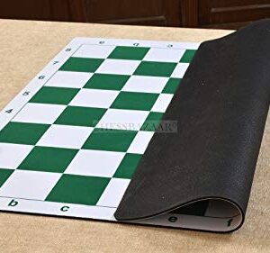 CHESSBAZAAR 22" Chess Board Game for Adults and Kids | Material : Rubber Mouse pad | Tournament Roll-up Chess Board with Algebraic Notation in Green & White Color | Gift Idea Products