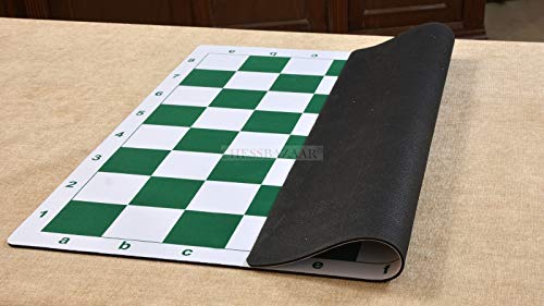 CHESSBAZAAR 22" Chess Board Game for Adults and Kids | Material : Rubber Mouse pad | Tournament Roll-up Chess Board with Algebraic Notation in Green & White Color | Gift Idea Products