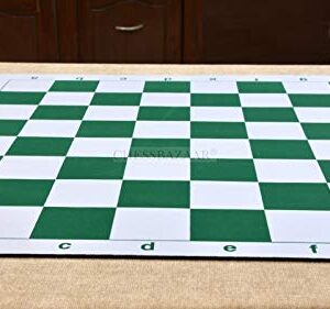 CHESSBAZAAR 22" Chess Board Game for Adults and Kids | Material : Rubber Mouse pad | Tournament Roll-up Chess Board with Algebraic Notation in Green & White Color | Gift Idea Products