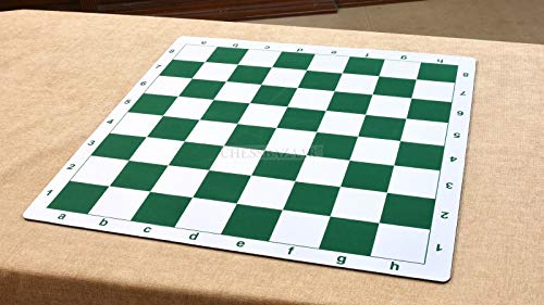 CHESSBAZAAR 22" Chess Board Game for Adults and Kids | Material : Rubber Mouse pad | Tournament Roll-up Chess Board with Algebraic Notation in Green & White Color | Gift Idea Products