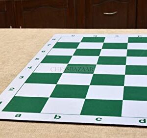 CHESSBAZAAR 22" Chess Board Game for Adults and Kids | Material : Rubber Mouse pad | Tournament Roll-up Chess Board with Algebraic Notation in Green & White Color | Gift Idea Products