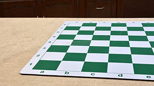 CHESSBAZAAR 22" Chess Board Game for Adults and Kids | Material : Rubber Mouse pad | Tournament Roll-up Chess Board with Algebraic Notation in Green & White Color | Gift Idea Products