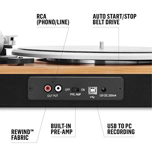 House of Marley Stir It Up Wireless Turntable: Vinyl Record Player with Wireless Bluetooth Connectivity, 2 Speed Belt, Built-in Pre-Amp, and Sustainable Materials