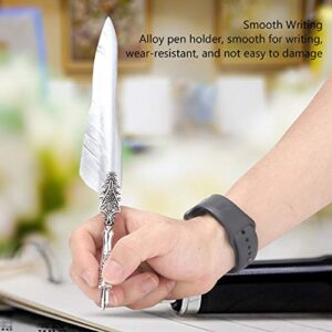 Wal front Feather Pen Classical Retro Type Quill Dip Pen Calligraphy Pen Ink Bottle Set Present Stationery (#4: Silver 2)