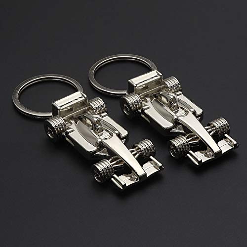 ADKEYFOD 3D F1 Race Car KeyChain | Driver Keyfob gift for father husband boyfriends, Metallic, Medium