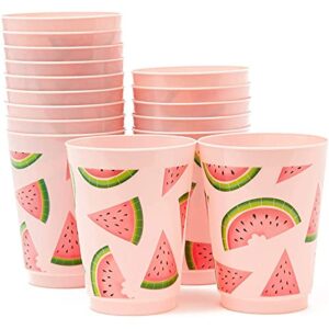 blue panda pink plastic tumbler cups for watermelon party (16 oz, 16 pack)