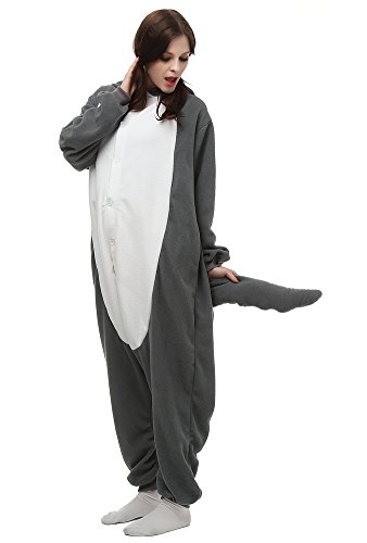 YAMENG Gray Wolf Onesie Adult For Women Men Animal Pajamas Cosplay Sleepwear Costume Cartoon Outfit（Large）