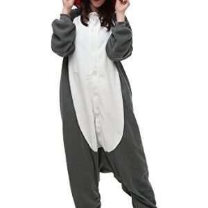 YAMENG Gray Wolf Onesie Adult For Women Men Animal Pajamas Cosplay Sleepwear Costume Cartoon Outfit（Large）