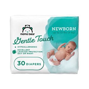 amazon brand - mama bear gentle touch diapers, hypoallergenic, newborn, 30 count