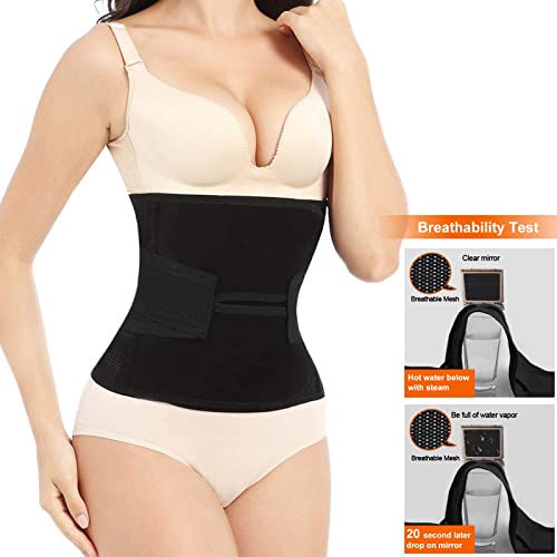 Postpartum Belly Band,C Section Belly Binder Wrap,Abdominal Binder Post Surgery Girdle,Tummy Tuck Postpartum Essentials Waist Trainer Black Medium