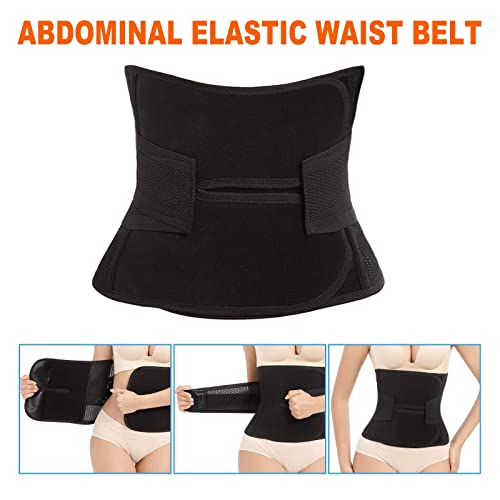 Postpartum Belly Band,C Section Belly Binder Wrap,Abdominal Binder Post Surgery Girdle,Tummy Tuck Postpartum Essentials Waist Trainer Black Medium