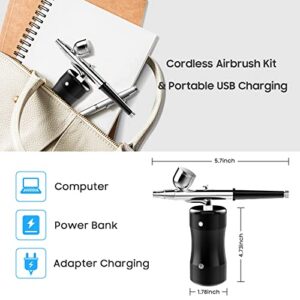 COSSCCI 30 PSI Airbrush Kit, Portable Mini Air Brush Spray Gun with Compressor Kit Makeup Tool Air Brush Painting Kits for Cake Decorating Makeup Art Nail Model Painting Tattoo Manicure (Black)