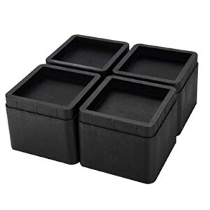 BTSD-home Bed Risers 3 or 6 Inch Heavy Duty Stackable Furniture Risers for Sofa Table Couch Chair Bed Raisers Blocks 4 Pack Black