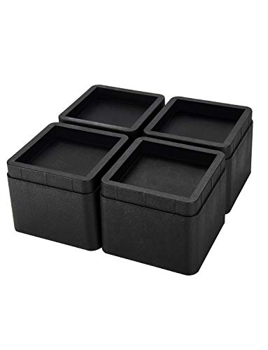 BTSD-home Bed Risers 3 or 6 Inch Heavy Duty Stackable Furniture Risers for Sofa Table Couch Chair Bed Raisers Blocks 4 Pack Black