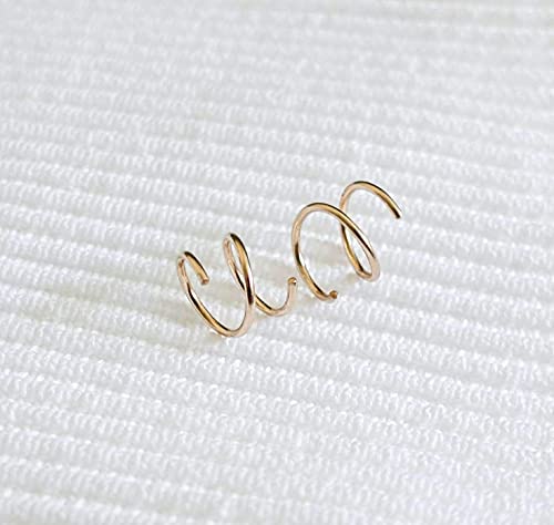 Double Hoop Twist Earrings - Single earring or a Pair of earrings • 8 mm Two Piercing Earring • Tiny Huggie Hoops • Minimal Spiral Earring • Double Cartilage or Helix Piercing