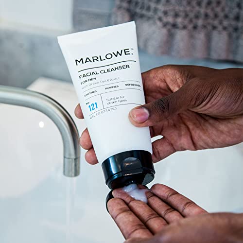 MARLOWE. No. 121 Facial Cleanser for Men 6oz | Daily Face Wash with Natural Extracts & Antioxidants | Soothes, Purifies, Refreshes | Thick Lather, No More Dry