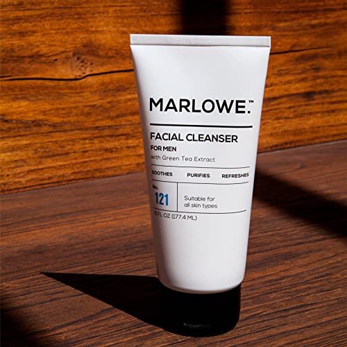 MARLOWE. No. 121 Facial Cleanser for Men 6oz | Daily Face Wash with Natural Extracts & Antioxidants | Soothes, Purifies, Refreshes | Thick Lather, No More Dry