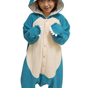 SAZAC Kigurumi - Pokemon - Snorlax - Onesie Jumpsuit Halloween Costume - Kids Size (5-9 Year Old) Blue