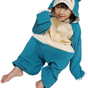 SAZAC Kigurumi - Pokemon - Snorlax - Onesie Jumpsuit Halloween Costume - Kids Size (5-9 Year Old) Blue