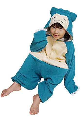 SAZAC Kigurumi - Pokemon - Snorlax - Onesie Jumpsuit Halloween Costume - Kids Size (5-9 Year Old) Blue