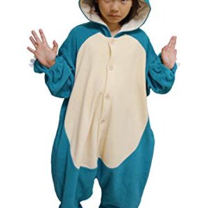 SAZAC Kigurumi - Pokemon - Snorlax - Onesie Jumpsuit Halloween Costume - Kids Size (5-9 Year Old) Blue