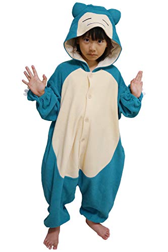 SAZAC Kigurumi - Pokemon - Snorlax - Onesie Jumpsuit Halloween Costume - Kids Size (5-9 Year Old) Blue