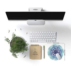 Mouse Pad, Round Mandala Mouse Mat, Non-Slip Rubber Base Mousepad with Stitched Edge, Waterproof Office Mouse Pad, Small Floral Mouse Mat (Mandala 3Pack)