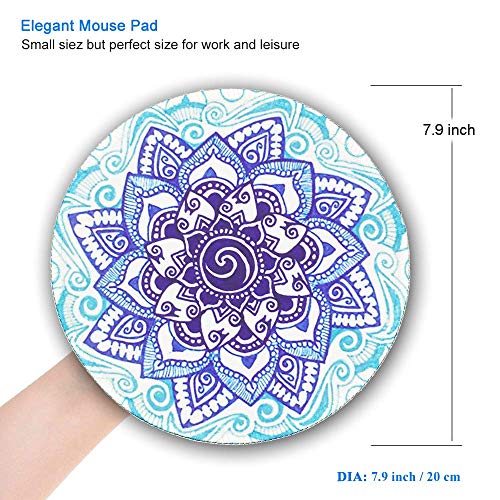 Mouse Pad, Round Mandala Mouse Mat, Non-Slip Rubber Base Mousepad with Stitched Edge, Waterproof Office Mouse Pad, Small Floral Mouse Mat (Mandala 3Pack)