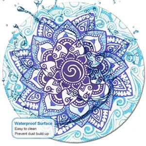 Mouse Pad, Round Mandala Mouse Mat, Non-Slip Rubber Base Mousepad with Stitched Edge, Waterproof Office Mouse Pad, Small Floral Mouse Mat (Mandala 3Pack)