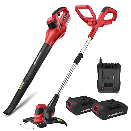 PowerSmart 20V Max Cordless String Trimmer and Blower Combo Kit with 2X 2.0Ah Battery and Charger Included (PS76115A)