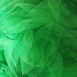 OakHaomie 10ft Table Skirt Tulle Tutu Table Cloth with 15pcs String Lights for Rectangle or Round Table for Party,Wedding,Birthday Party&Home Decoration,Table Skirting (Green, 10ftX2.63ft)