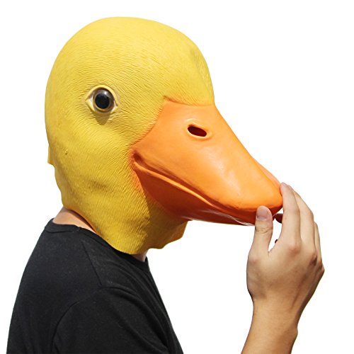 PartyHop - Yellow Duck Mask - Halloween Latex Animal Full Head Mask