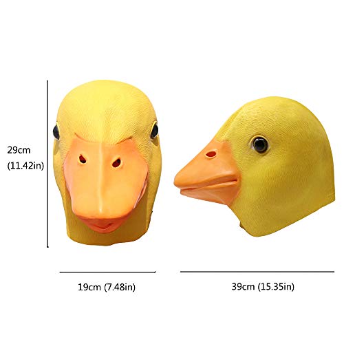 PartyHop - Yellow Duck Mask - Halloween Latex Animal Full Head Mask