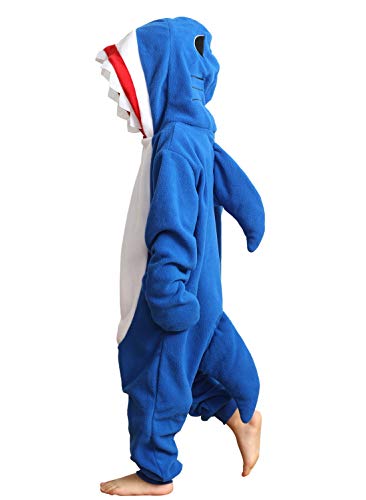 OGU' DEAL Shark Onesie Sleepwear for Kids Animal Costume Halloween Hooded Jumpsuit with Pockets(Shark,85)