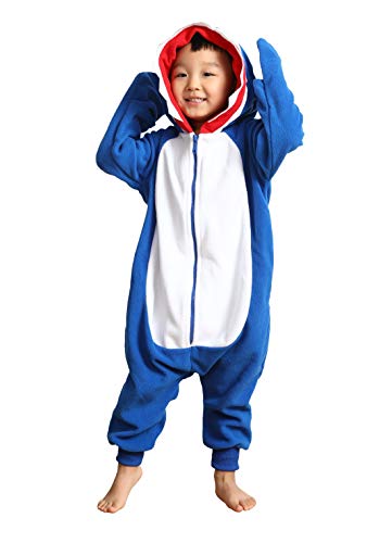 OGU' DEAL Shark Onesie Sleepwear for Kids Animal Costume Halloween Hooded Jumpsuit with Pockets(Shark,85)