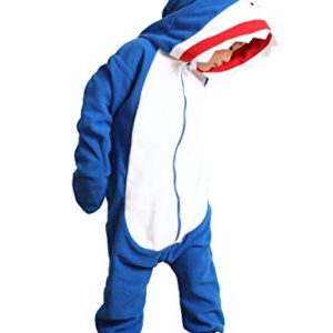 OGU' DEAL Shark Onesie Sleepwear for Kids Animal Costume Halloween Hooded Jumpsuit with Pockets(Shark,85)