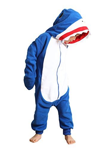 OGU' DEAL Shark Onesie Sleepwear for Kids Animal Costume Halloween Hooded Jumpsuit with Pockets(Shark,85)