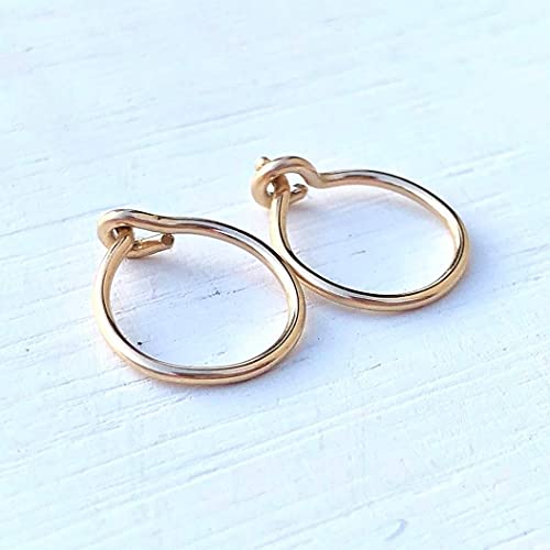 Small 8mm Gold Hoop Earrings for Cartilage Women, 14K Yellow Gold Filled Handmade Tiny Thin Huggie Hoops