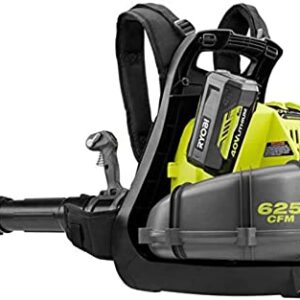 Ryobi RY40440 40 Volt 145 MPH 625 CFM Cordless Brushless Variable Speed Backpack Leaf Blower with Lithium-Ion Battery and Charge Kit