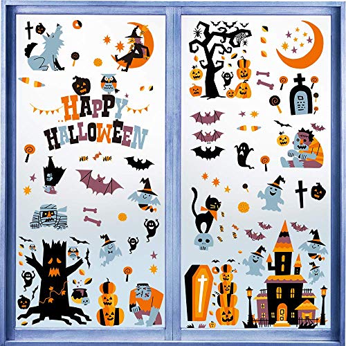 146 PCS Halloween Window Clings Decals for Window Glass Decorations Halloween Glass Decals for Party Decorations