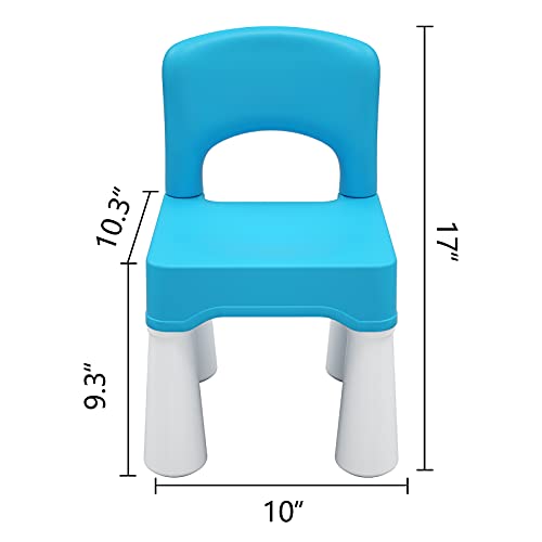 burgkidz Plastic Toddler Chair, Durable and Lightweight Kids Chair, 9.3" Height Seat, Indoor or Outdoor Use for Toddlers Boys Girls Blue