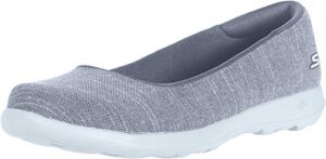 skechers womens go walk lite - 136001 ballet flat, grey, 7.5 us