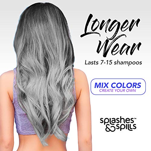 Semi-Permanent Silver Fox Hair Dye - Vibrant 2.36 Oz. Tubes Temporary Hair Color - Ammonia and Peroxide Free -Vegan and 100% Cruelty-Free Toner - Lasts for 7-15 Shampoos - by Splashes and Spills