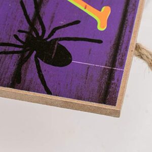 Happy Halloween Wooden Welcome Sign - 12.5" x 6", Purple, Orange, Spiders, Webs, Fall Decor, Front Door, Home, Greeting, School, Classroom, Party Decor, Fundraiser, Autumn, Trick or Treat