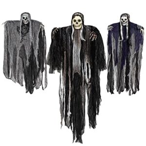 JOYIN 3 Pack Hanging Halloween Skeleton Ghosts Decorations, Grim Reapers for Best Halloween Outdoor Decorations