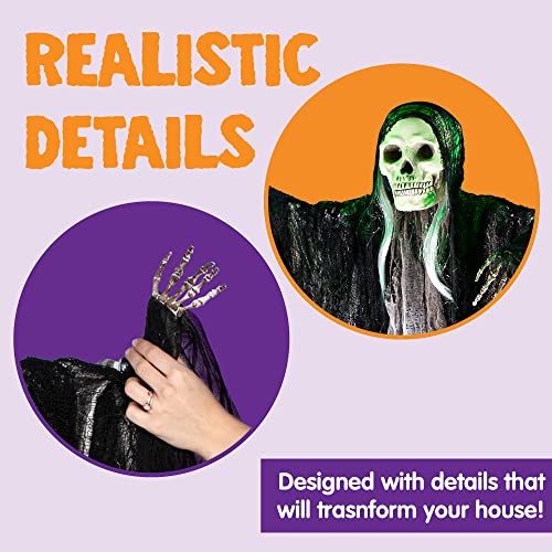 JOYIN 3 Pack Hanging Halloween Skeleton Ghosts Decorations, Grim Reapers for Best Halloween Outdoor Decorations