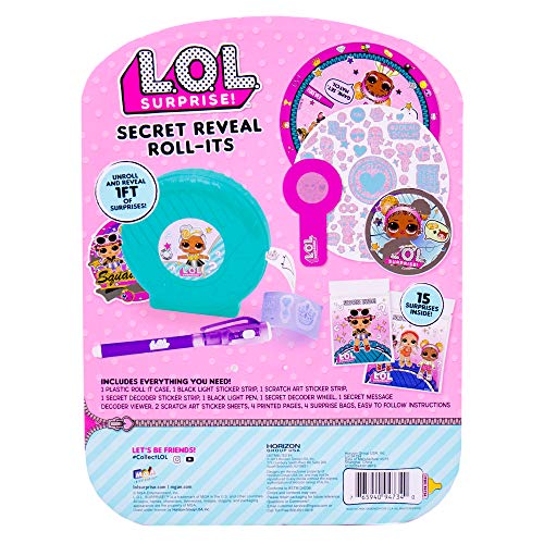 L.O.L. Surprise! Secret Reveal Roll-Its by Horizon Group USA,Unbag to Reveal Surprises.DIY Activity kit Includes Secret Decoder,Black Light Pen,Surprise Reveal Sheets,Scratch Art & More.