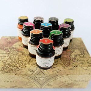 GC Calligraphy Pen Ink, 10 Colors Fountain Dip Pen Ink Set Non-Carbon Drawing Writing Art Craft Calligraphy Inks Bottles, 20cc Bottle 10 Colors Set LL-710